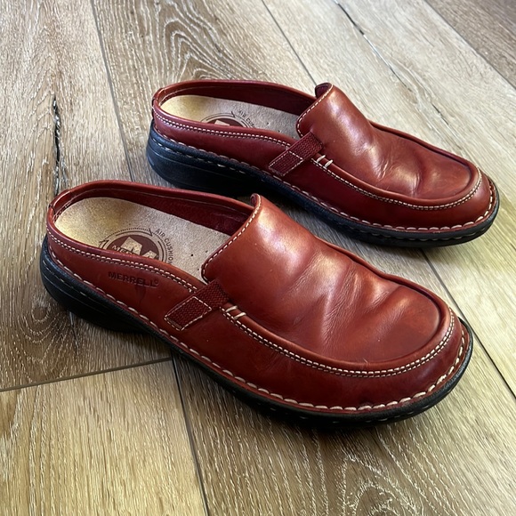 Merrell | Shoes | Merrell Womens Tetra Slide Red Bean Leather Mule Clog ...
